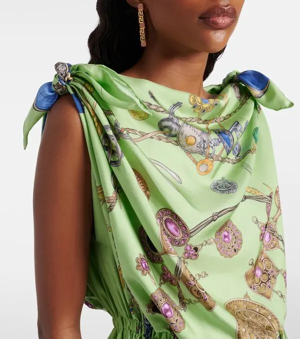 Versace Printed Silk Twill Mini Dress - Multicoloured