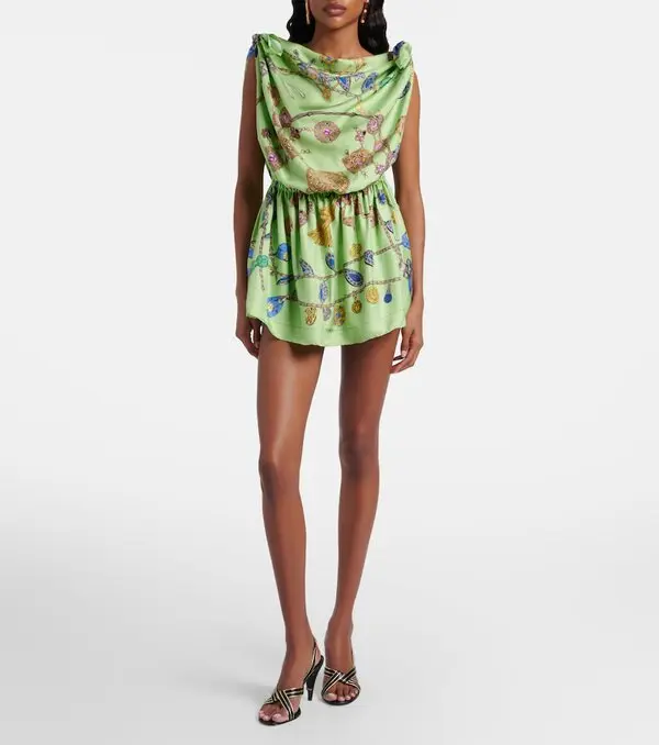 Versace Printed Silk Twill Mini Dress - Multicoloured