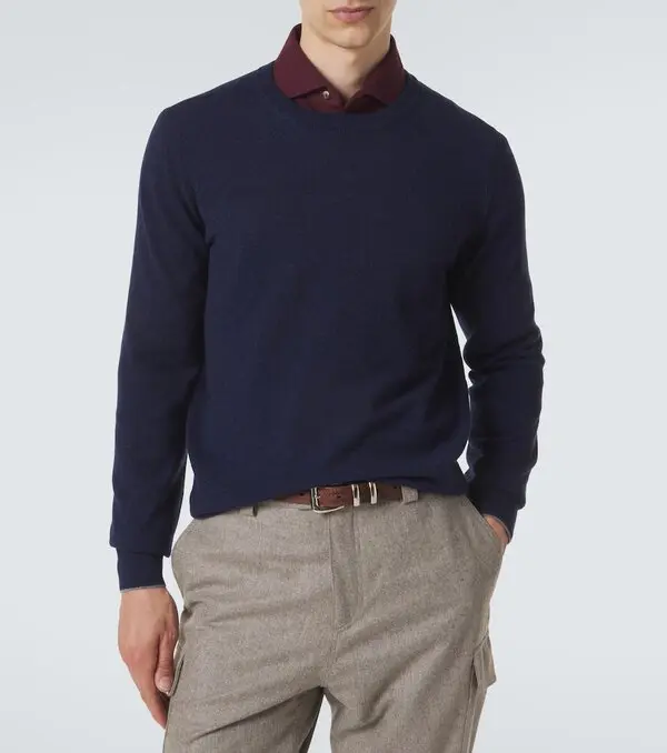 Brunello Cucinelli Ribbed Cashmere Sweater - Blue