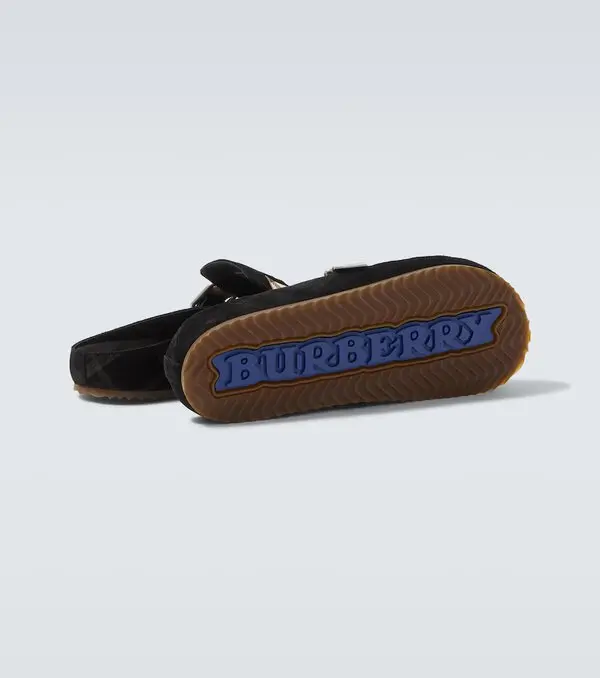 Burberry Suede Clogs - Black