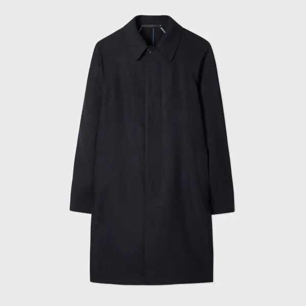 Paul Smith Navy Linen Raglan Mac - Blue