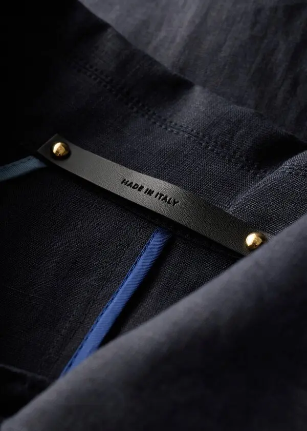 Paul Smith Navy Linen Raglan Mac