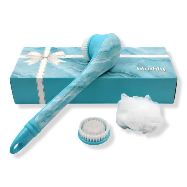 BLUSHLY Cleansing & Exfoliating Body Brush With Heads-marble Edition - Aqua Marble