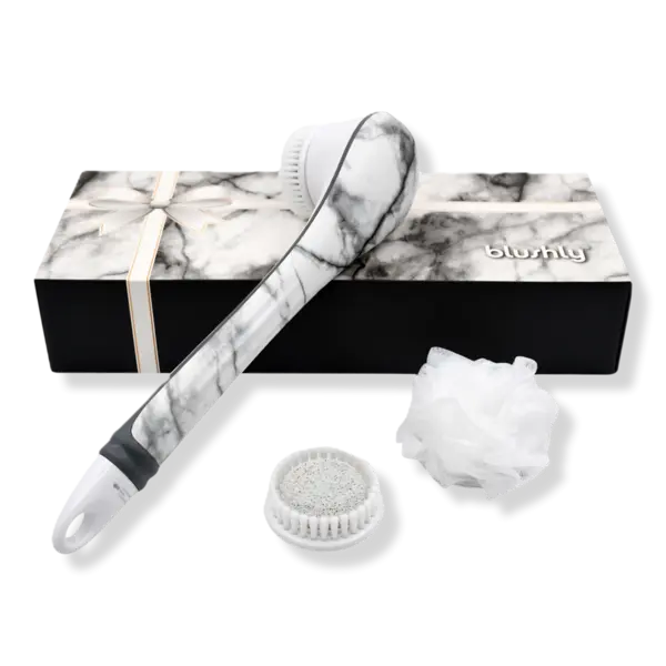 BLUSHLY Cleansing & Exfoliating Body Brush With Heads-marble Edition - White Marble