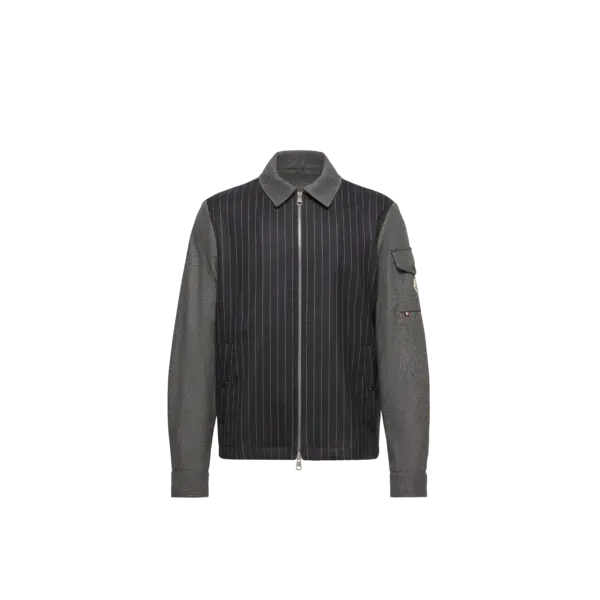 Moncler Wool Blend Zip-up Shirt - Gray