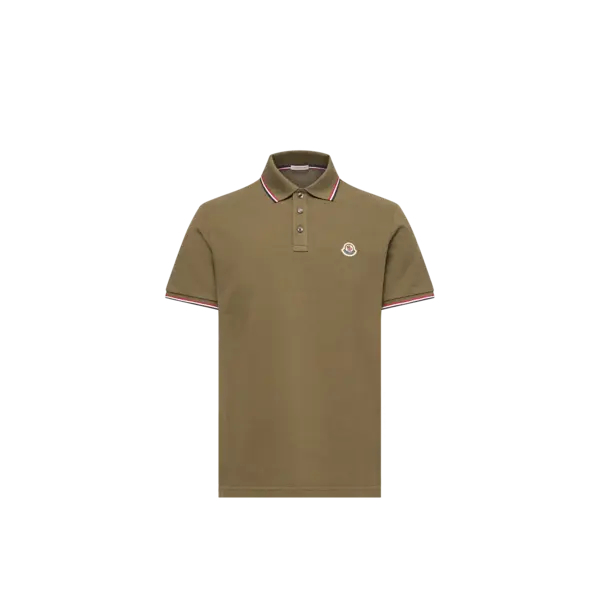 Moncler Tricolour-trimmed Cotton Piquet Polo Shirt - Green