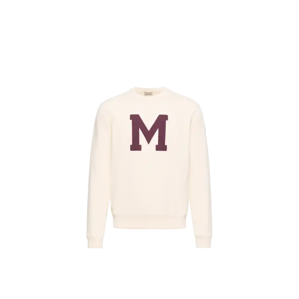 Moncler Monogram Cotton Blend Crew Neck Jumper - White