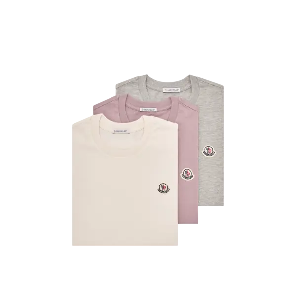 Moncler Logo Patch Cotton T-shirt Set - Multicolour