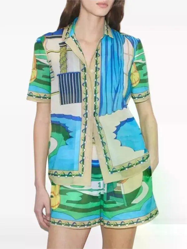 Tory Burch Pool Print Cotton Shirt
