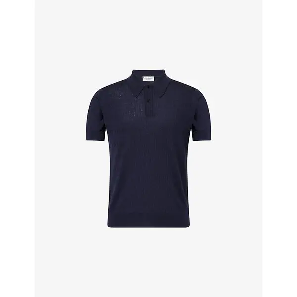 John Smedley Croall Ribbed Merino-wool Polo Shirt - Midnight