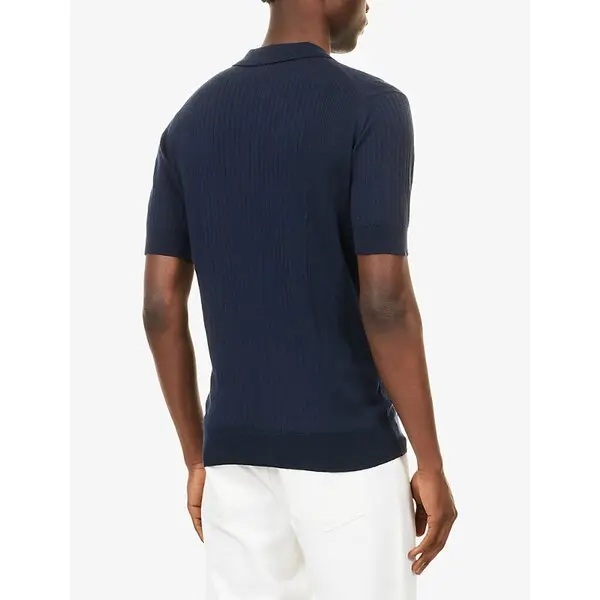 John Smedley Croall Ribbed Merino-wool Polo Shirt - Midnight