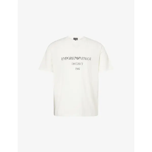 Emporio Armani Milano Text-print Cotton T-shirt Xxxl - Snow White