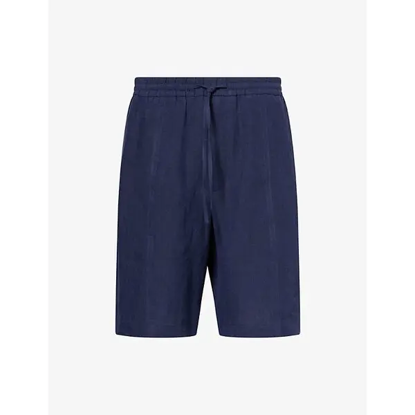 Emporio Armani Elasticated Bermuda Linen Shorts - Outer Space