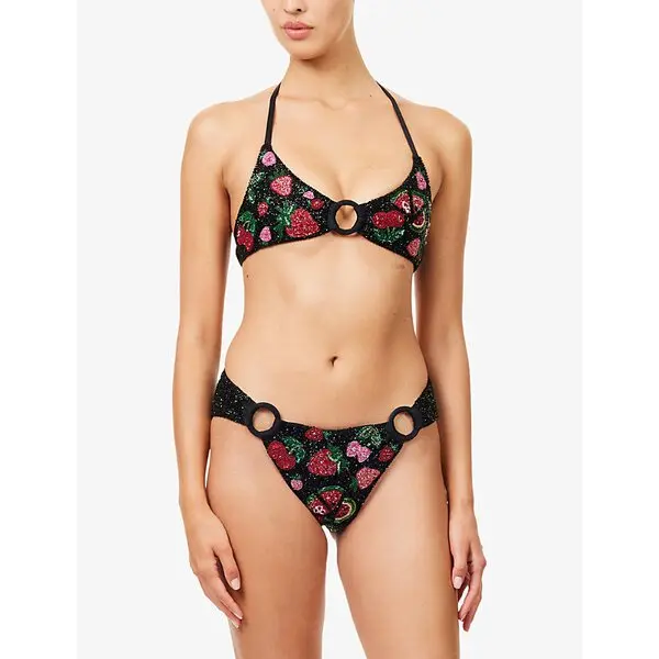 OCEANUS Red Fruits Embellished Bikini