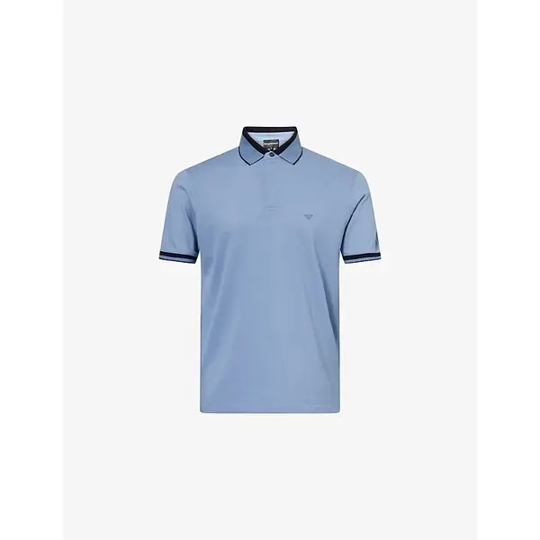 Emporio Armani Tipping Short-sleeve Cotton-pique Polo Shirt - Infinity