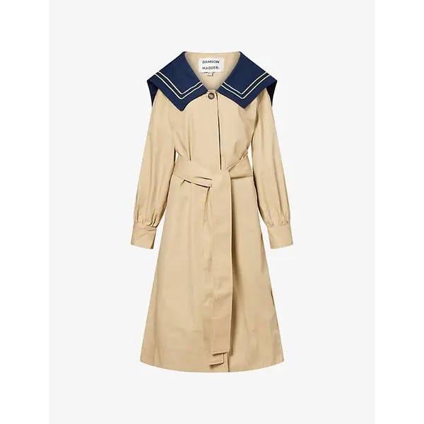 DAMSON MADDER Ella Sailor-collar Cotton Trench Coat - Tan
