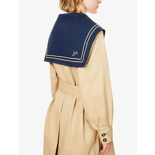 DAMSON MADDER Ella Sailor Collar Cotton Trench Coat