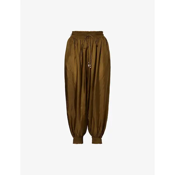 Zimmermann Mahon Silk Harem Trousers - Olive