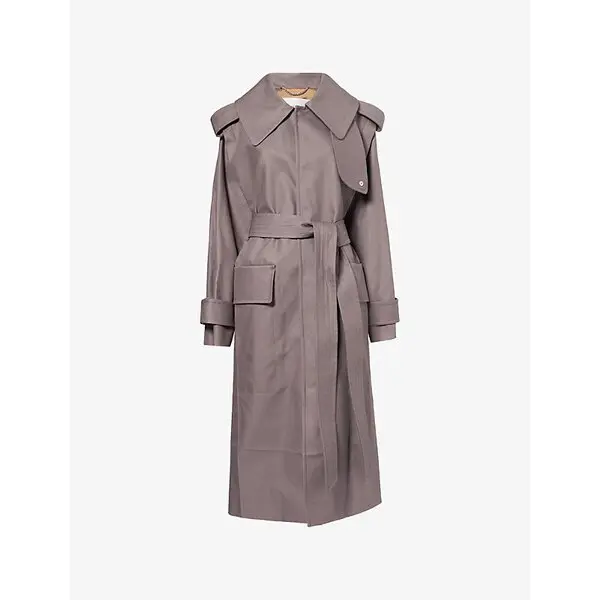 Victoria Beckham Philippa Belted Cotton Trench Coat - Ore