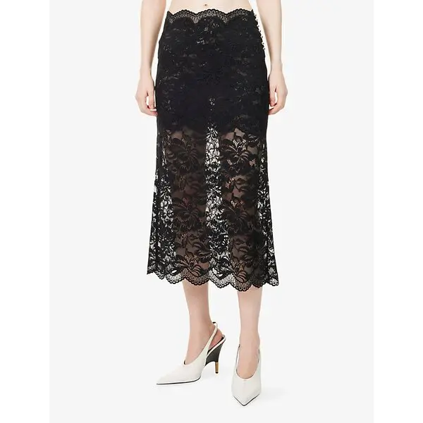 Rabanne Floral Lace Midi Skirt