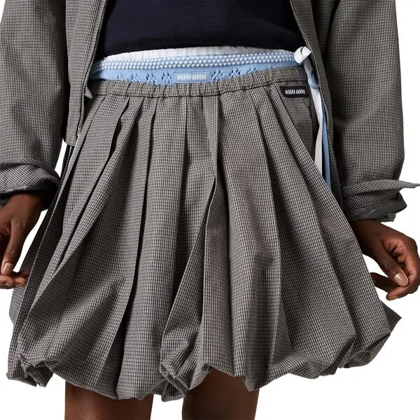 Miu Miu Pleated Gingham Check Skirt