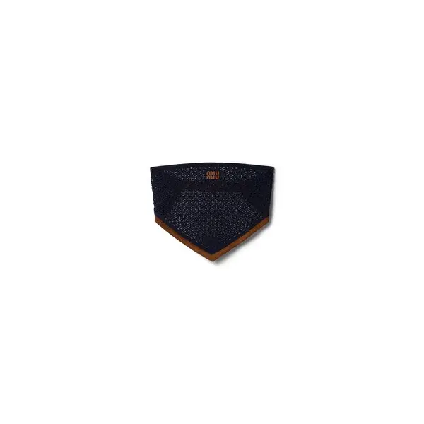Miu Miu Crochet And Suede Bandana Top - Navy
