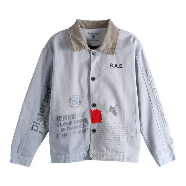 SAITOS Patchwork Print Jacket 'faded