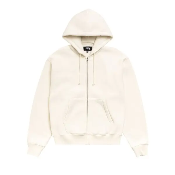 StÜssy Cursive Applique Zip Hoodie 'natural