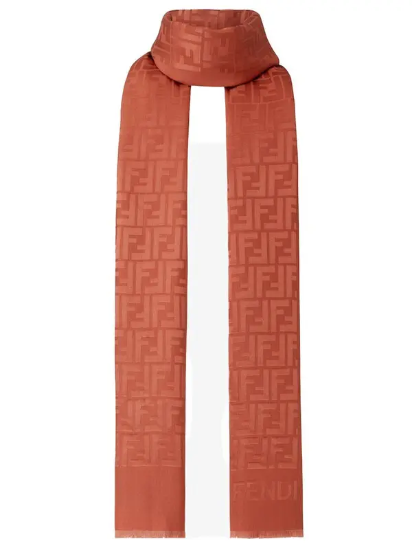 Fendi Silk Stole Ff Rust Color - Red