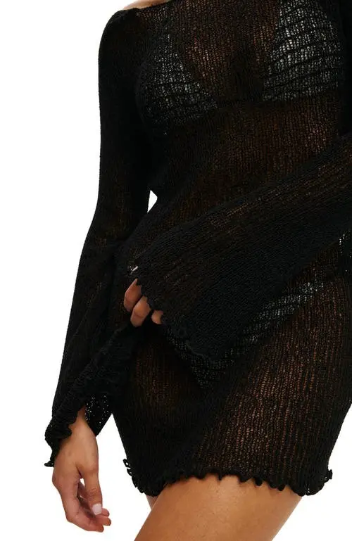 Cotton:on Rumi Open Knit Mini Dress - Black