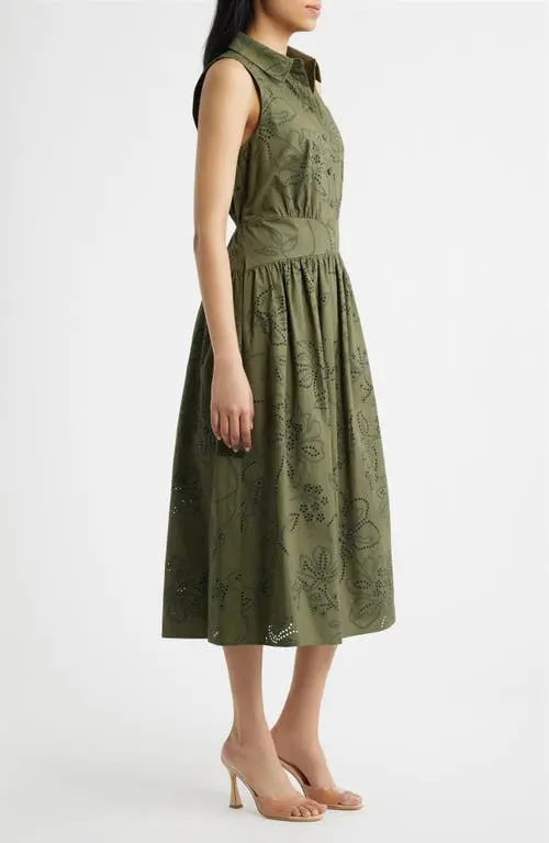 Sam Edelman Eyelet Sleeveless Midi Shirtdress