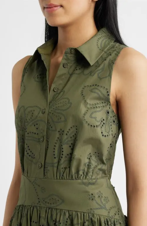Sam Edelman Eyelet Sleeveless Midi Shirtdress