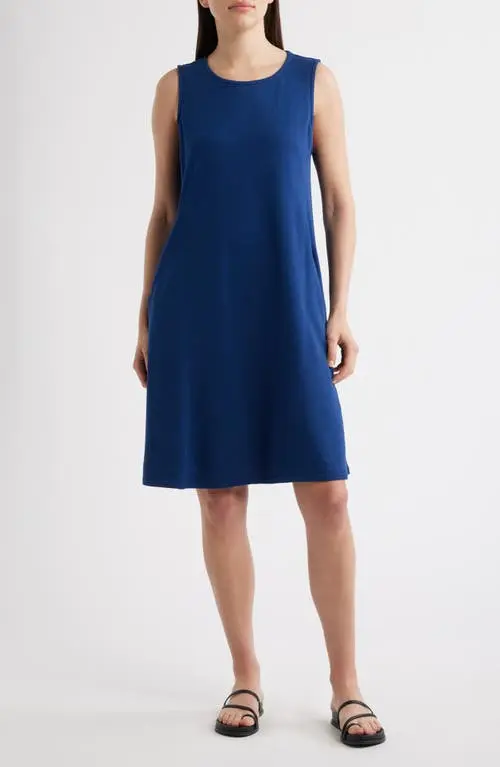 Eileen Fisher Round Neck Sleeveless A-line Dress - Deep Dive