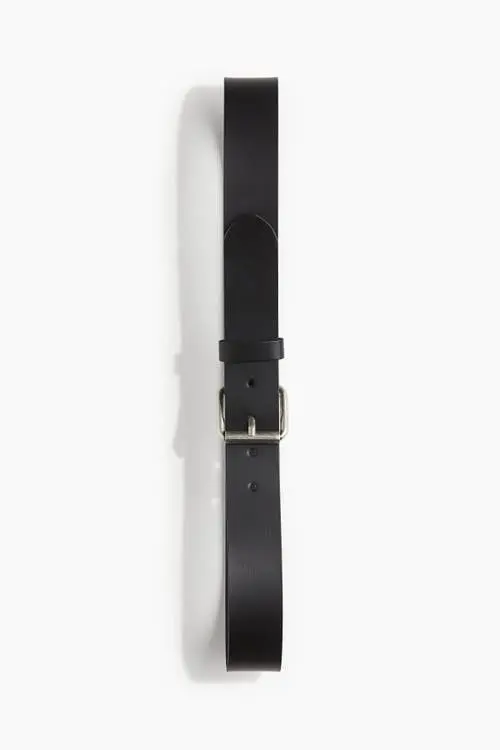 H&m Leather Belt With Metal Buckle