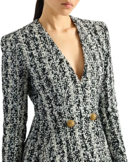 Balmain Two-tone Flared Tweed Dress