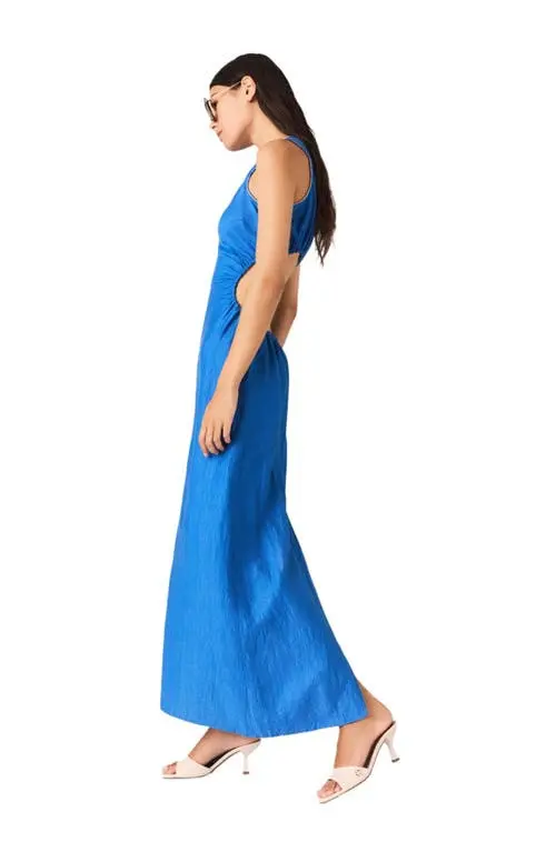 Maje Backless Linen-blend Midi Dress