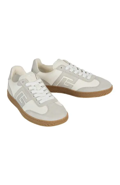 Balmain Swan Leather And Suede Lace-up Sneakers - Grey