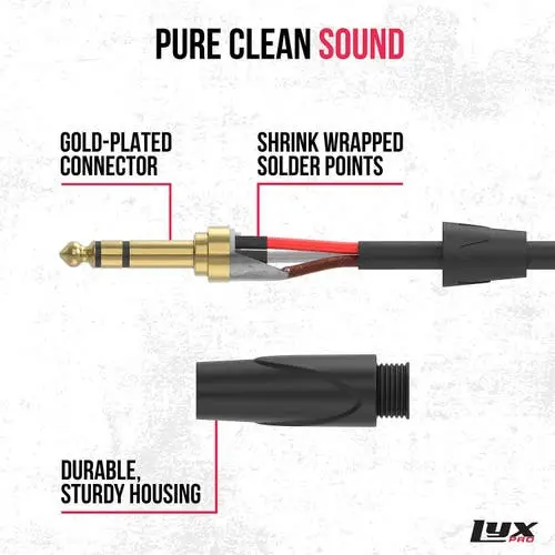 LYXPRO Balanced Audio 1/4 Trs Cable, Male To Male
