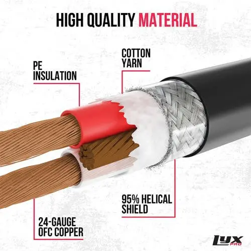 LYXPRO Balanced Audio 1/4 Trs Cable, Male To Male