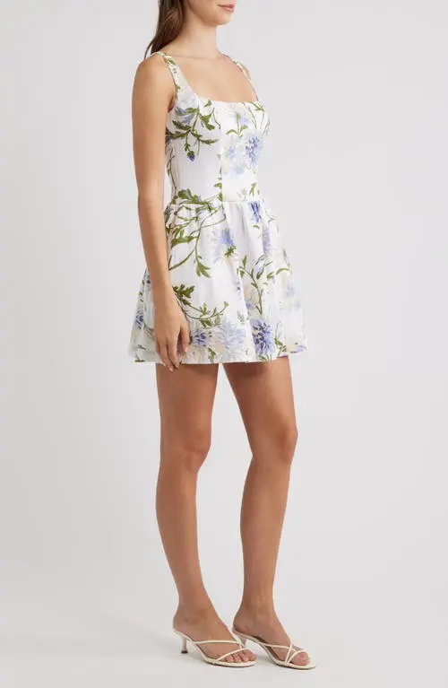 REFORMATION Linen Floral Minidress - Serenity