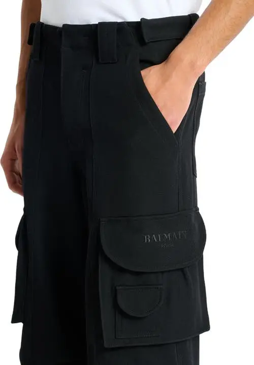 Balmain Wool Twill Cargo Pants - Black
