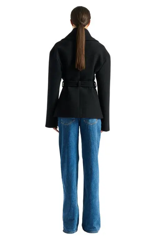 Balmain Belted Bouclé Wool Pea Coat