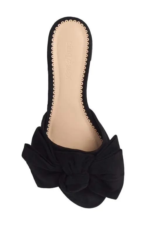 Cinq À Sept Suede Slide Sandals With Bow Detailing - Black