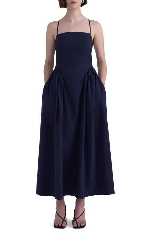 PISTOLA Sadee Cotton Poplin Midi Dress - Navy Ship