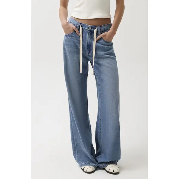 PISTOLA Jadyn Drawstring Mid Rise Palazzo Jeans - Expanse