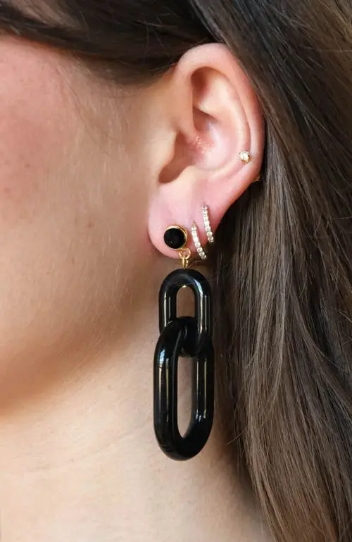 NICKEL & SUEDE Bianca Acrylic Chain Drop Earrings With Swarovski Crystal Accents