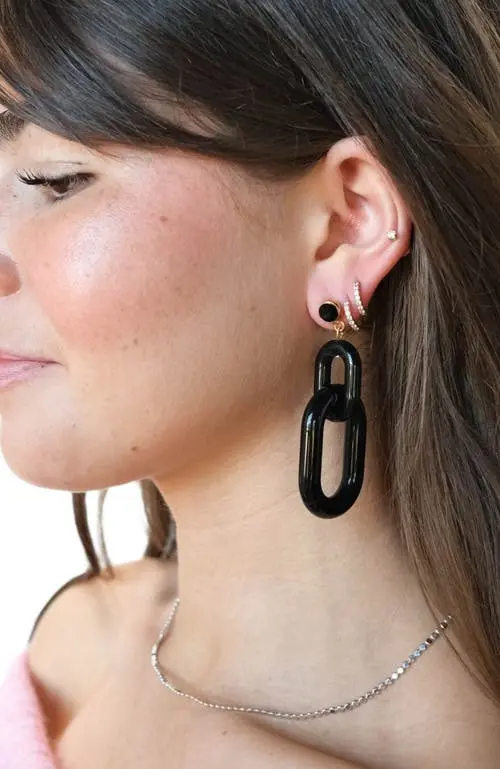 NICKEL & SUEDE Bianca Acrylic Chain Drop Earrings With Swarovski Crystal Accents