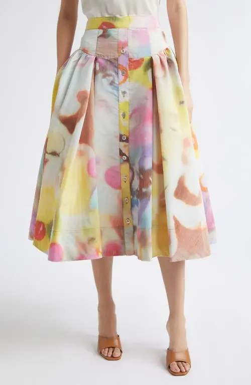 Christopher John Rogers Moonshine" Pleated Midi Skirt - Limeade Multi