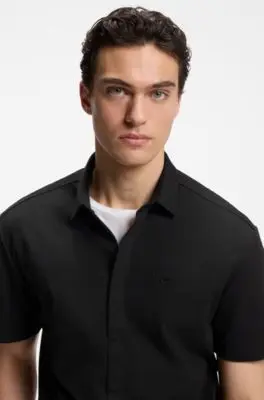 BOSS Regular-fit Shirt In Stretch-cotton Pique