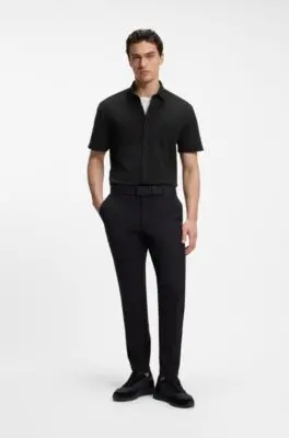 BOSS Regular-fit Shirt In Stretch-cotton Pique